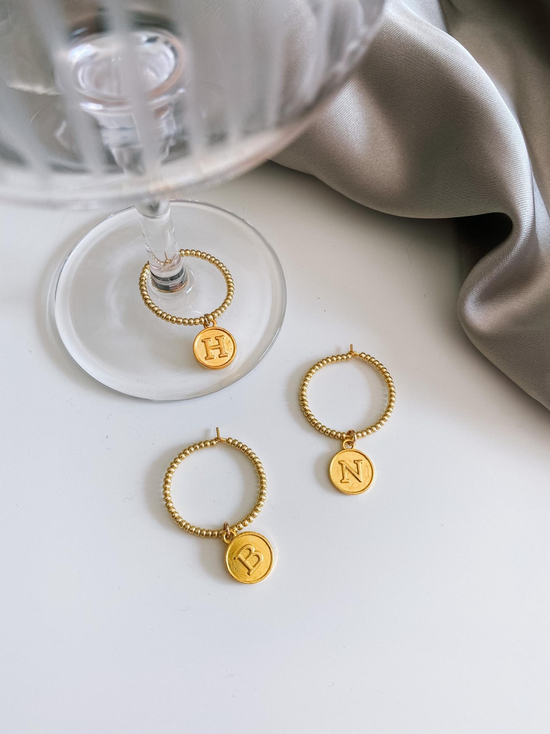 Gold Wine Charm | Letter Name | Wedding Bachelorette Party | Initial ...