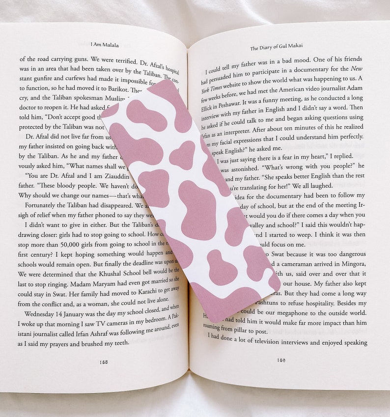 Pink Cow Print Bookmark | Cute Book Mark | Book Lover | Cow Lover ...