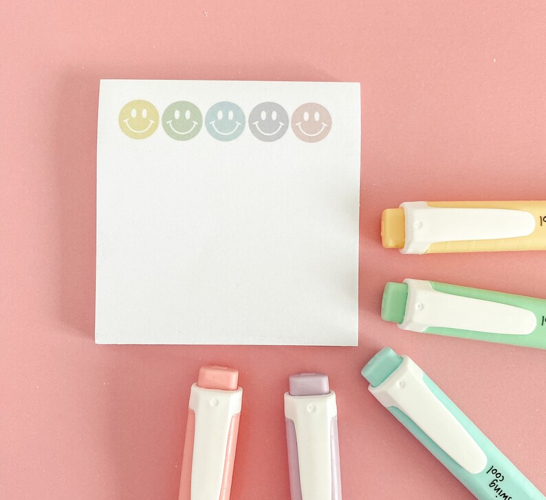 Smiley Face Sticky Notes Smiley Stationery Notepad | Etsy Canada