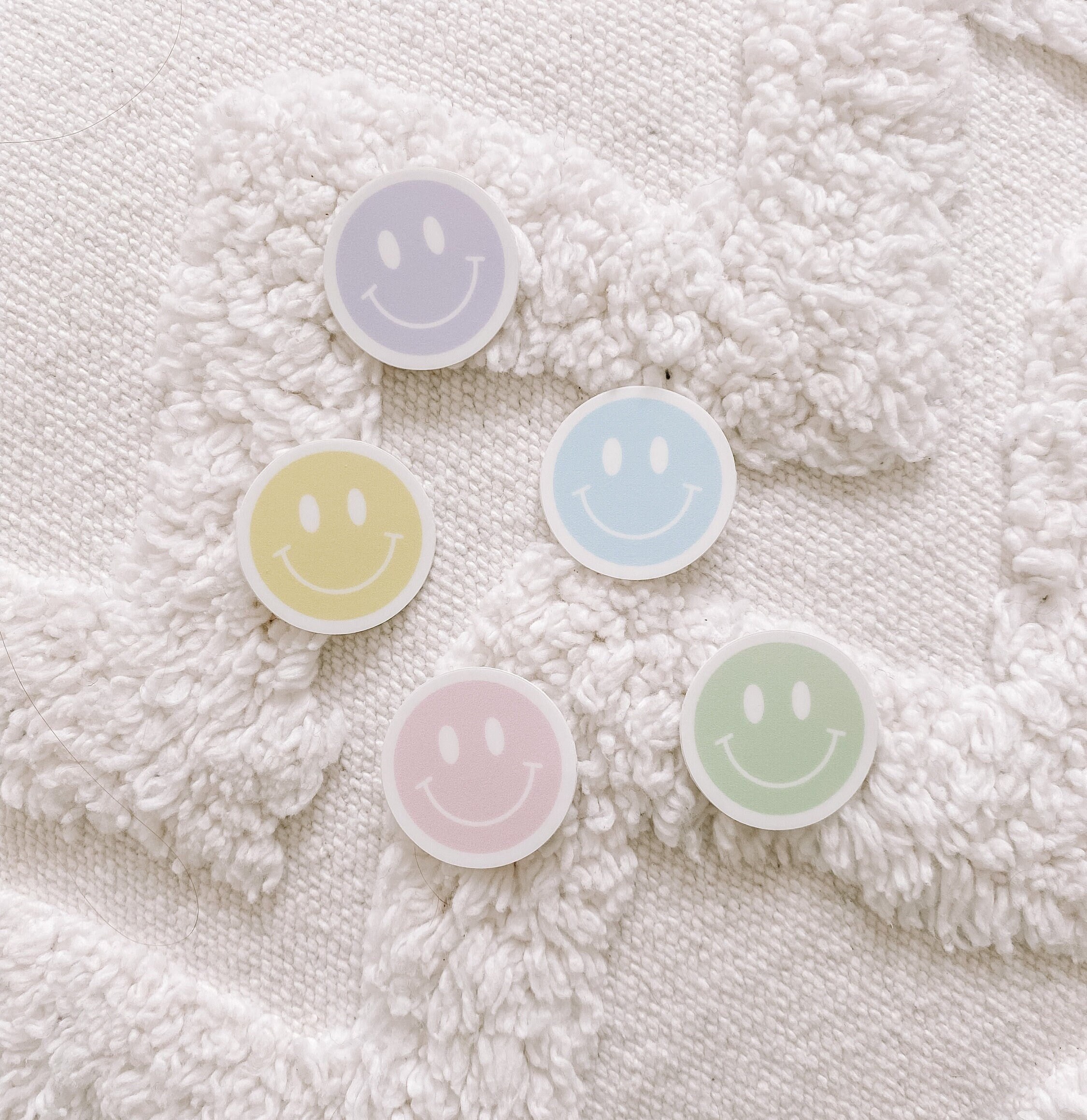 Pack of 5 Smiley Face Stickers Small Pastel Sticker - Etsy