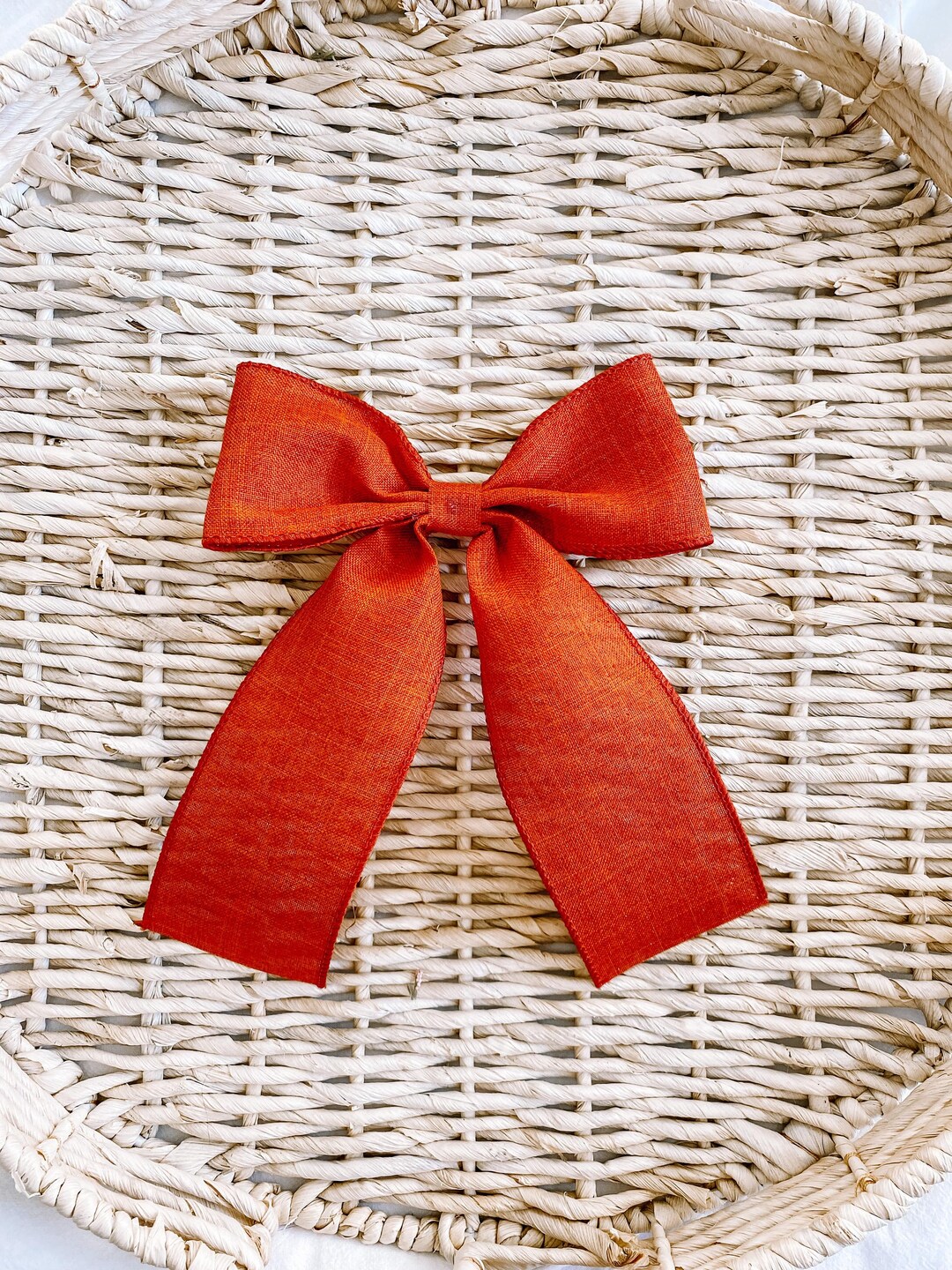 Large Bow | Deep Orange Fabric Bow - Etsy