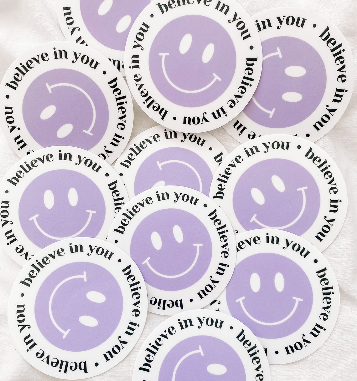 Believe in You Sticker | Smiley Face Purple Stickers | Circle Smile - Etsy