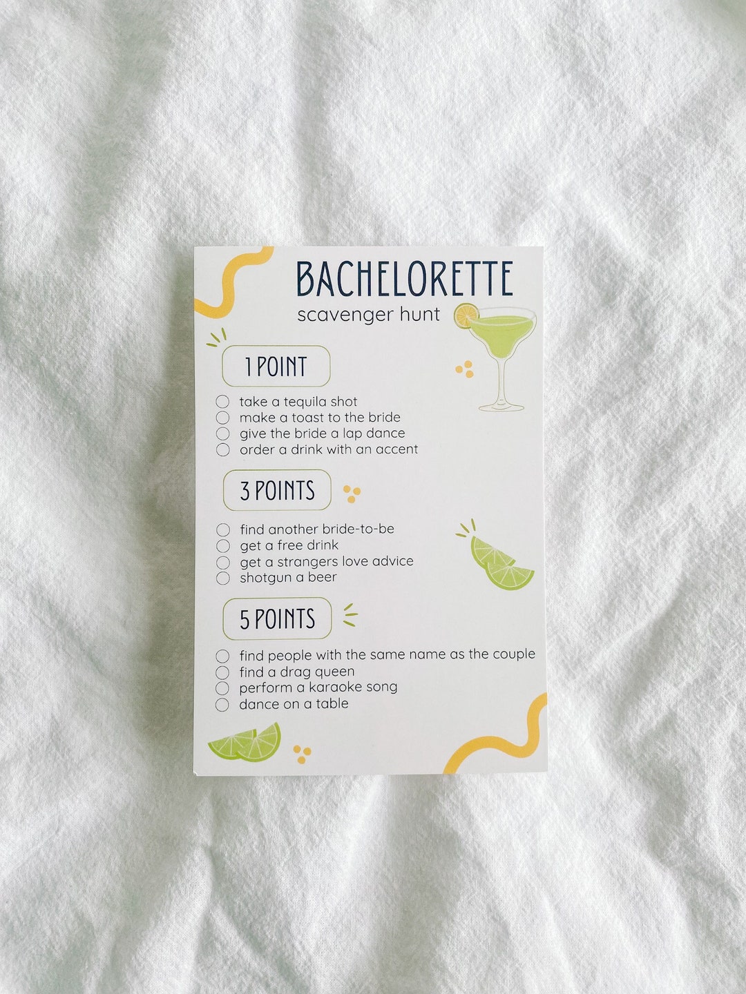 Bachelorette Scavenger Hunt Card Margaritas & Matrimony Theme Party ...