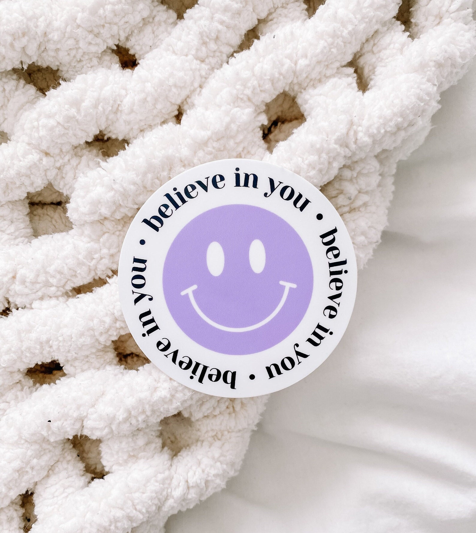 Believe in You Sticker | Smiley Face Purple Stickers | Circle Smile - Etsy