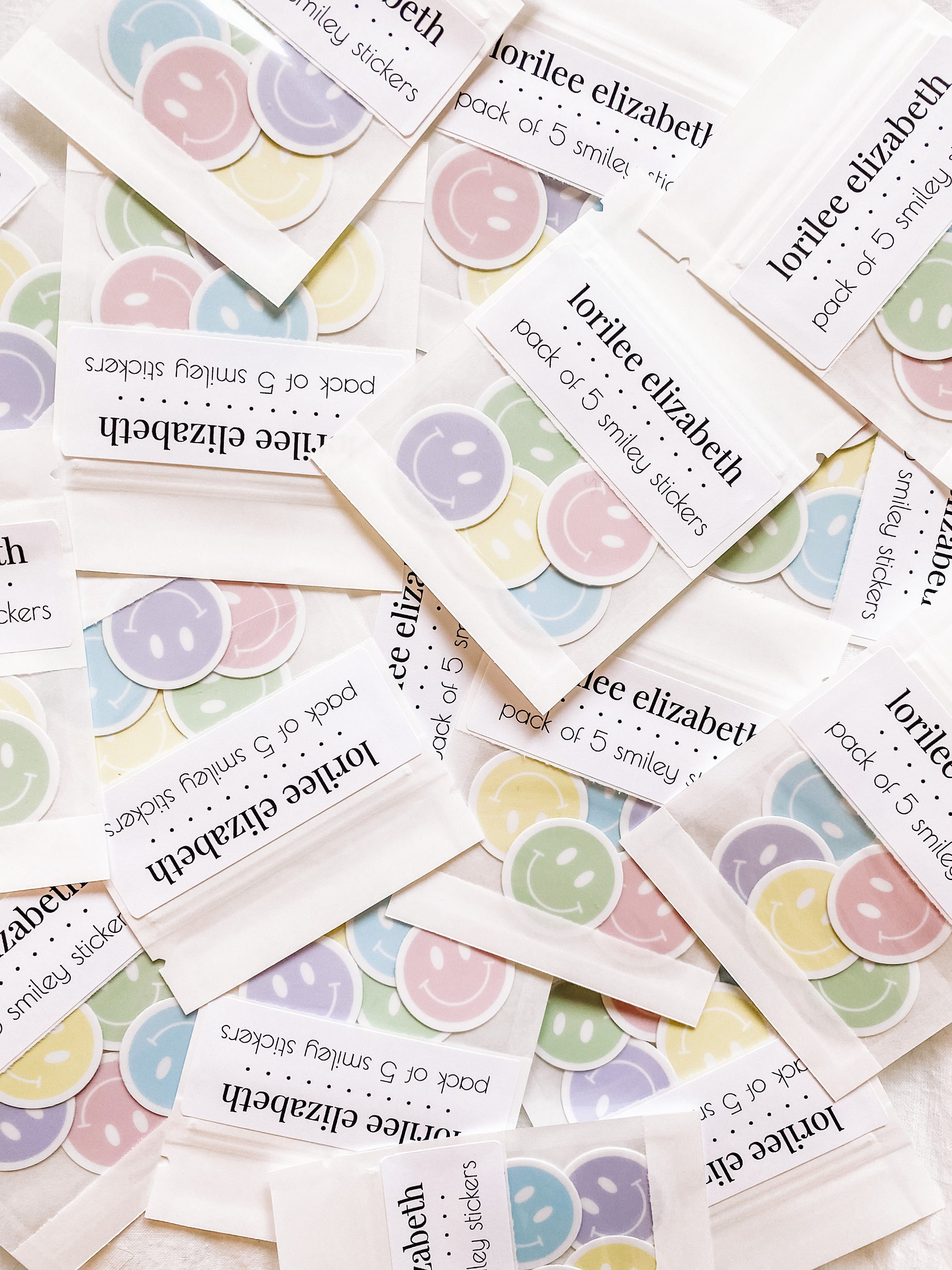 Pack of 5 Smiley Face Stickers Small Pastel Sticker - Etsy