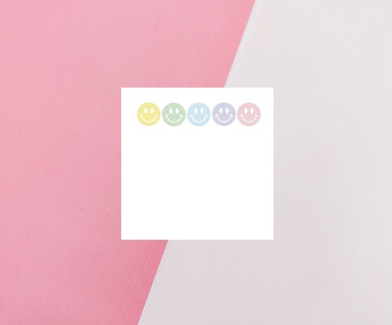 Smiley Face Sticky Notes Smiley Stationery Notepad | Etsy