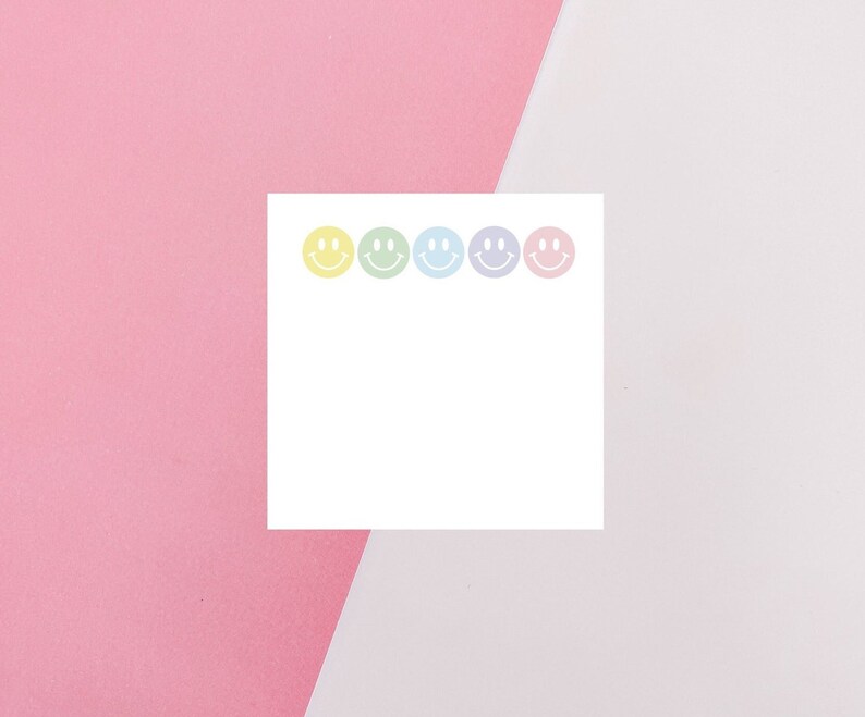 Smiley Face Sticky Notes Smiley Stationery Notepad | Etsy Canada