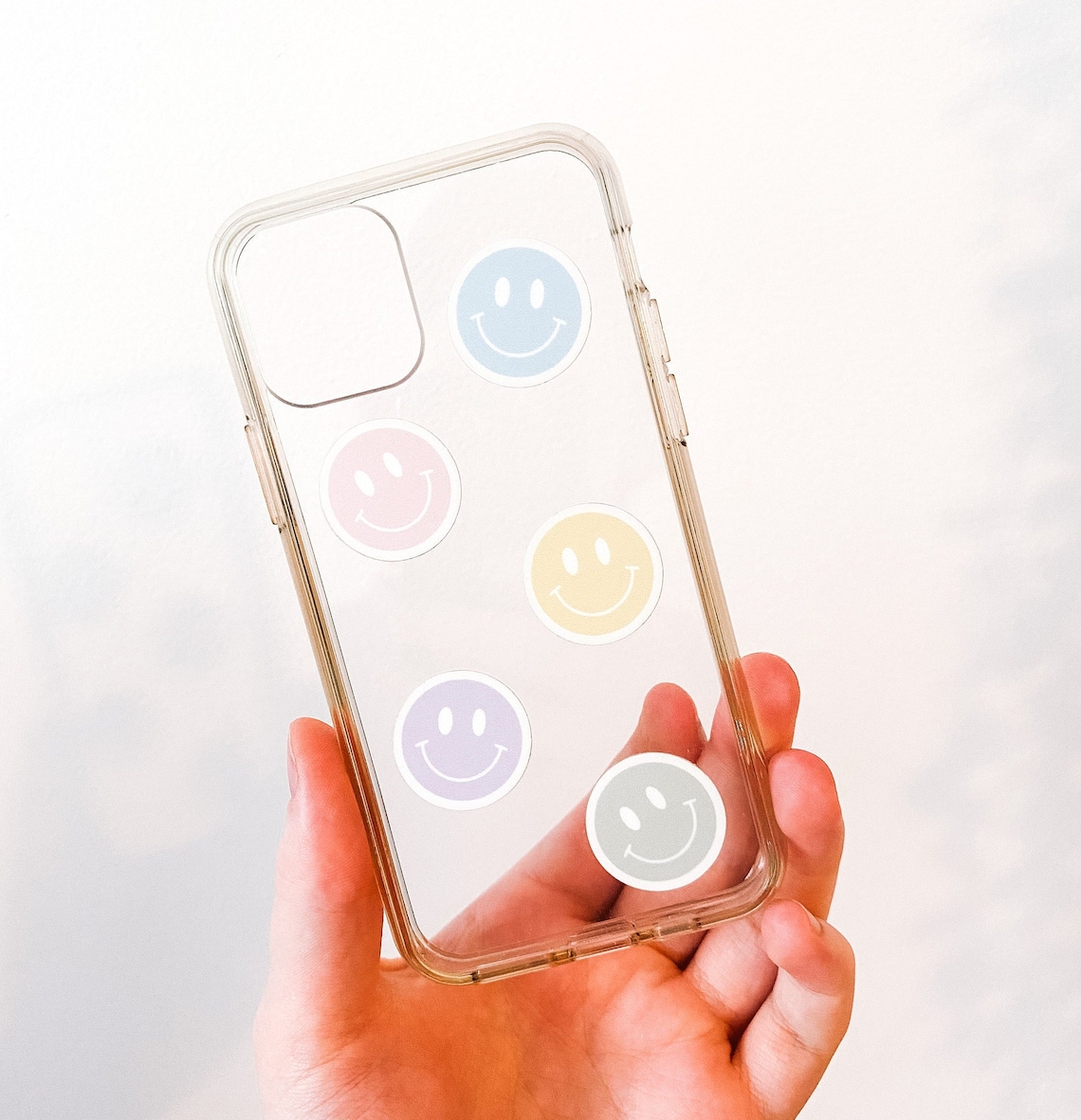 Pack of 5 Smiley Face Stickers Small Pastel Sticker - Etsy