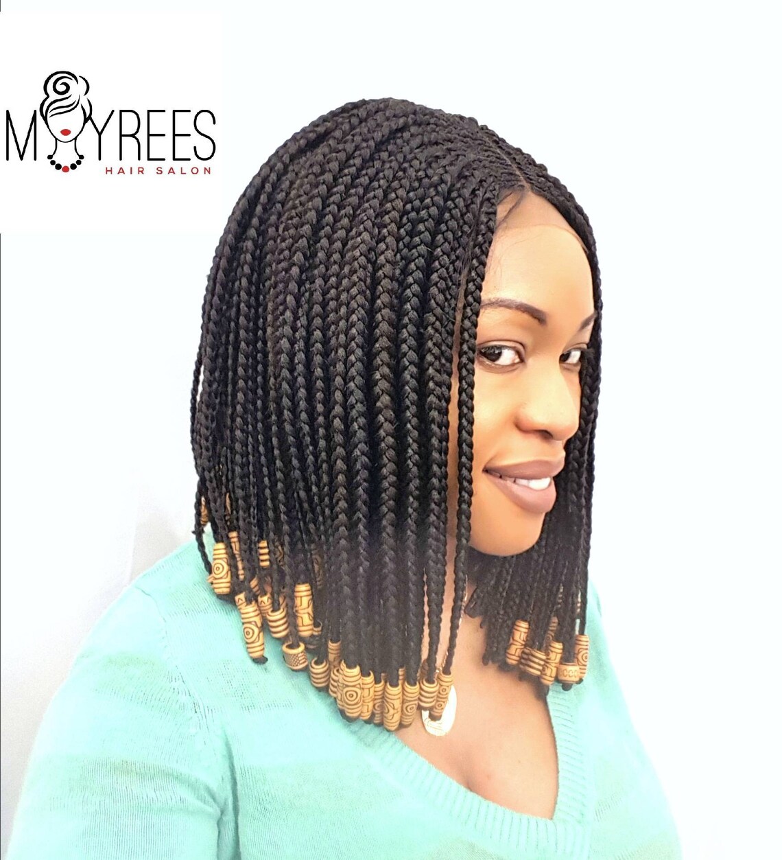 Beaded Bob Braided Wig. ready to Ship - Etsy