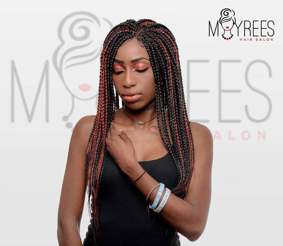 Handmade Box Braids With Lace Closure. Medium Size Braids, 20 Inch in ...