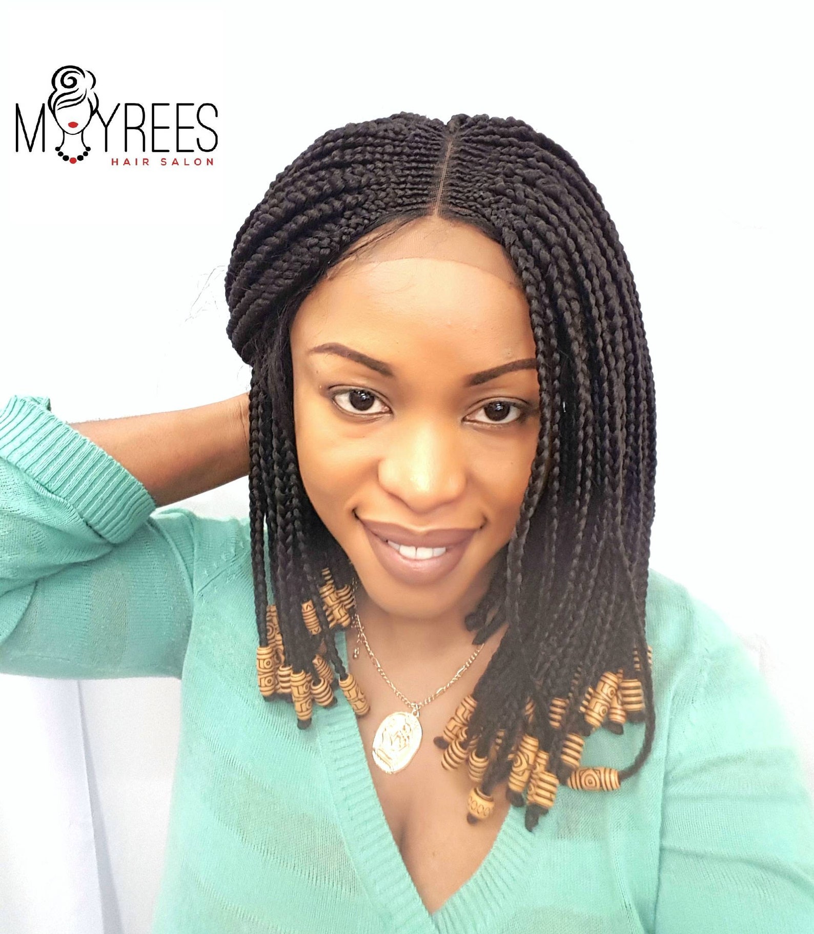 Beaded Bob Braided Wig. ready to Ship - Etsy