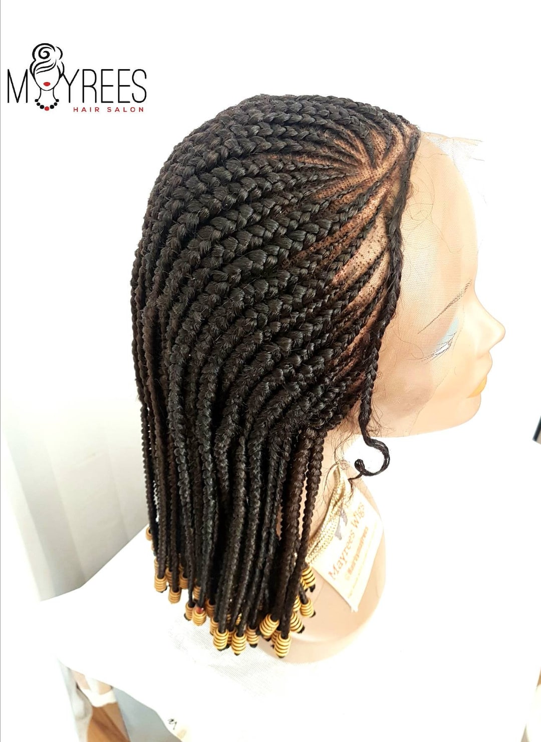 Lace Frontal Cornrow Wig With Beads - Etsy