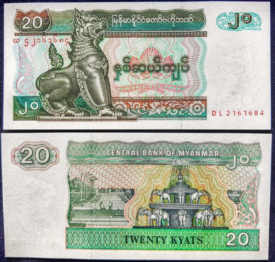 Collectible Banknote From MYAMAR - 20 KYATS- Perfect Gift, Display ...