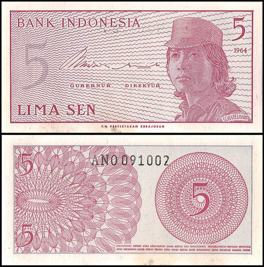 Collectible Banknote From Indonesia 5 SEN From 1964 Perfect - Etsy