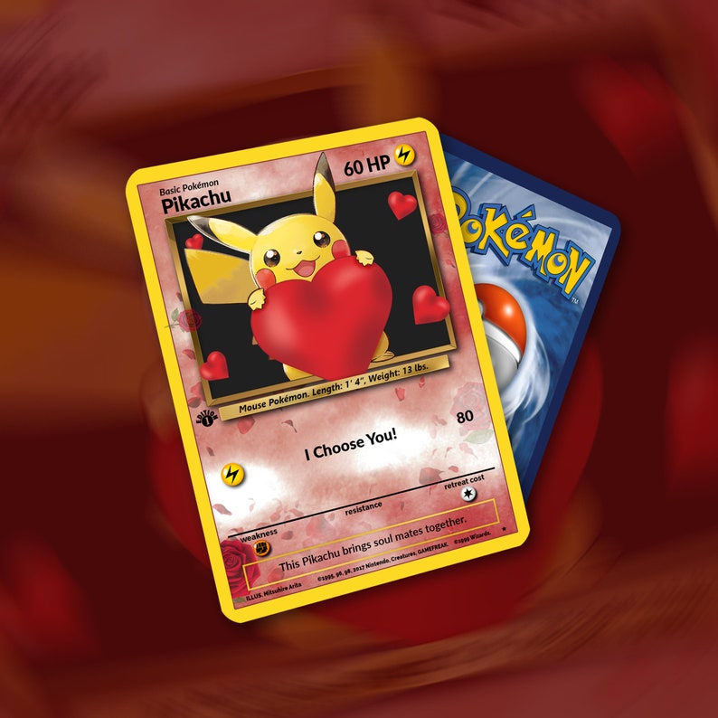 The Love Pikachu Card | Etsy
