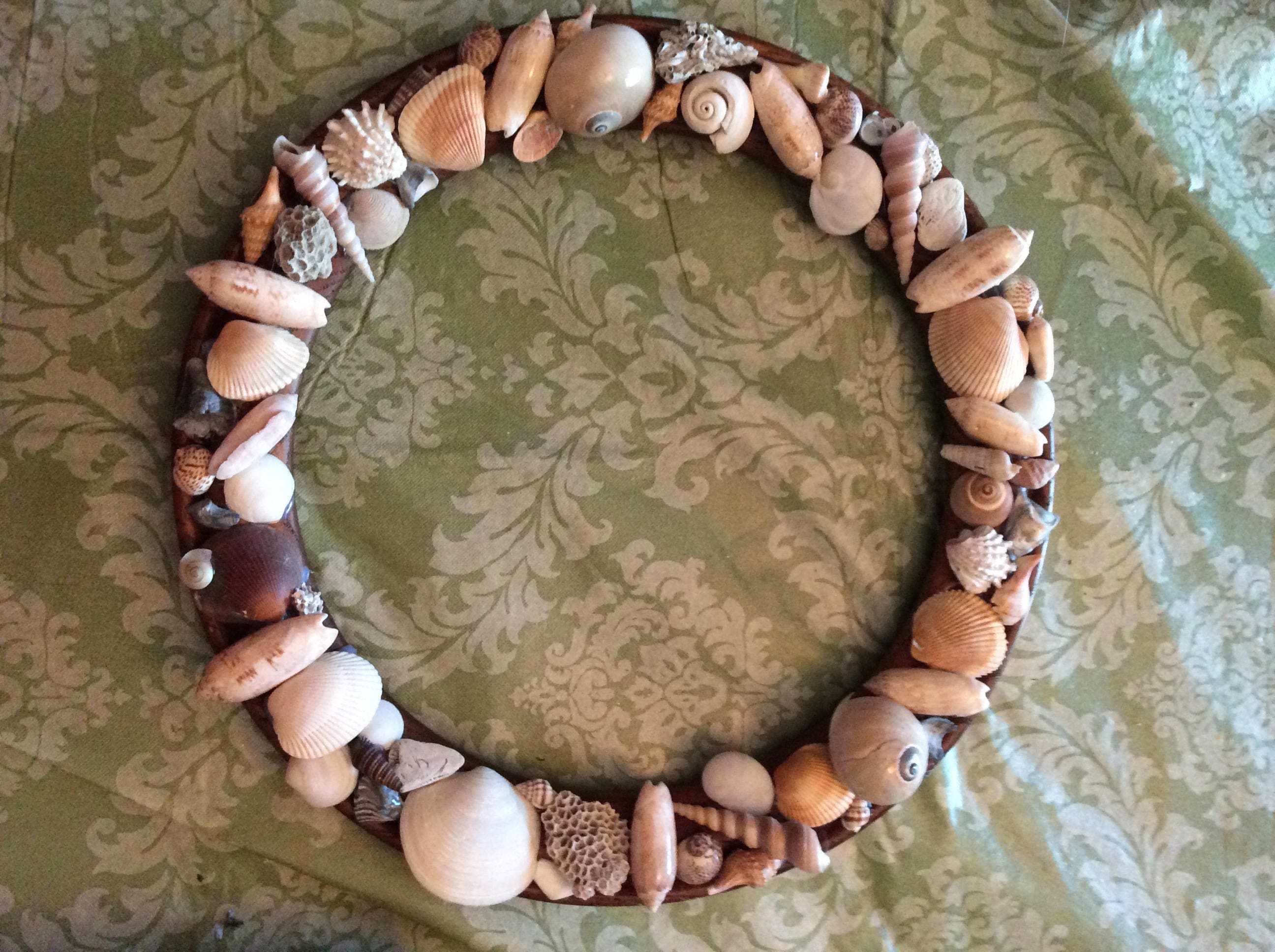 Round Wood Shell Embellished Frame - Etsy