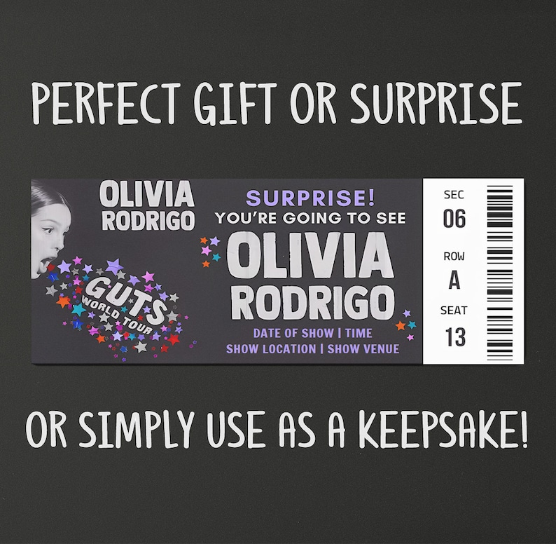 Guts Tour Ticket, Olivia Rodrigo Tour Ticket, Guts World Tour, Concert ...