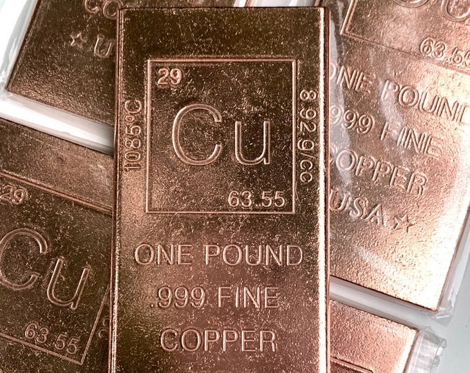 Solid Copper One Pound Bar Ingot, Stocking Stuffer, Pure Copper Bullion ...