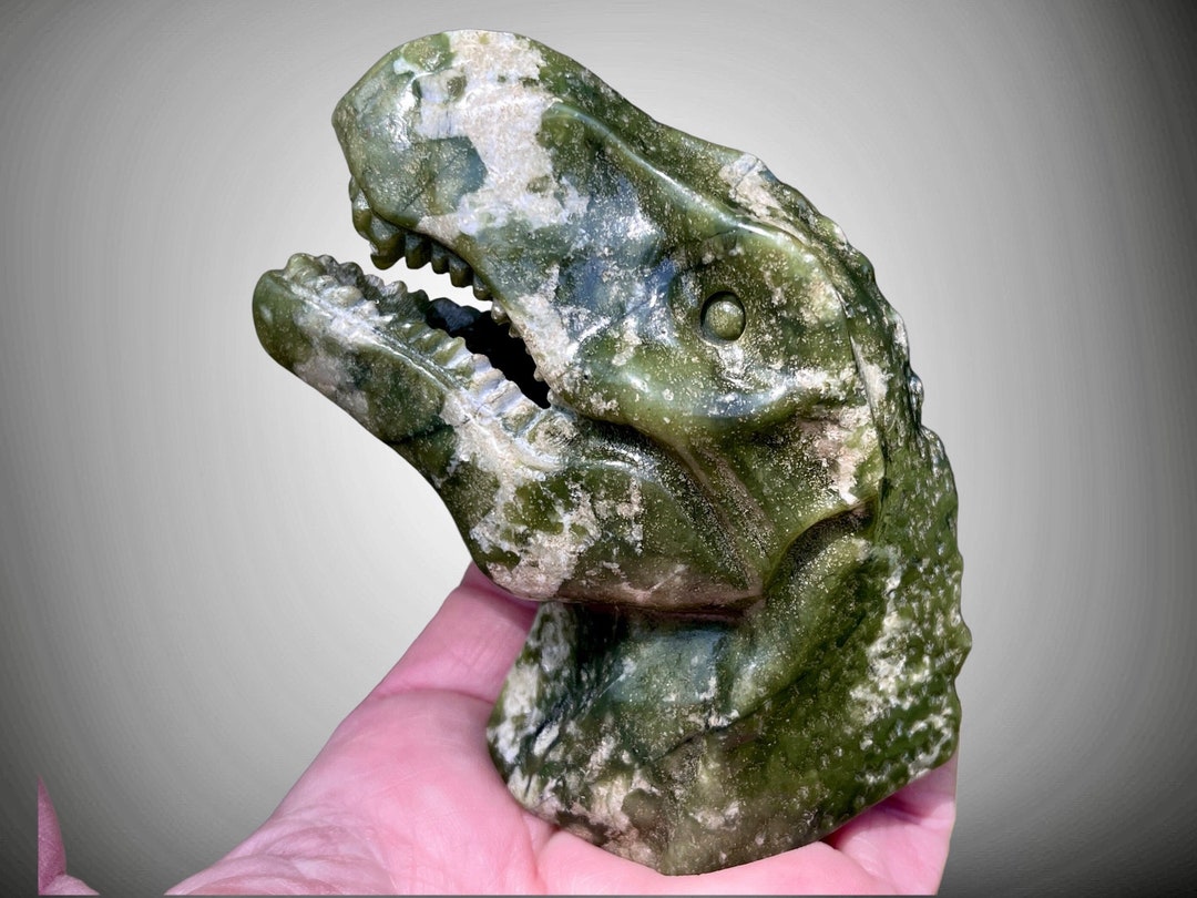 Jade T-rex Self Standing Carved Head Rocks and Minerals - Etsy