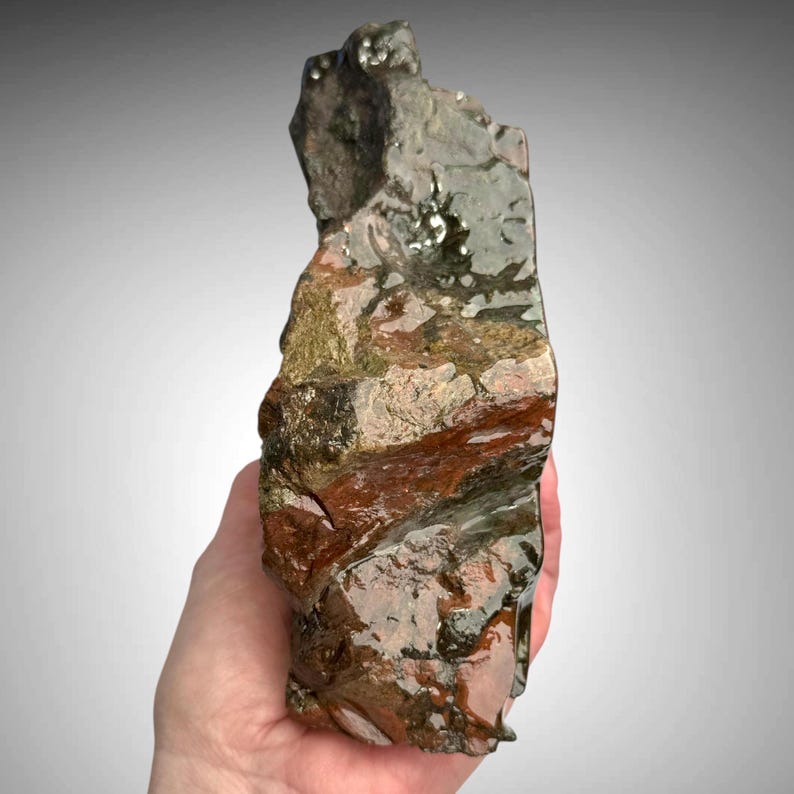 Copper, Quartz, Epidote Resin Coated 4 Pound, Cut Base Stand Up: Lake ...