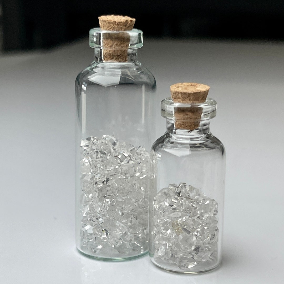 Diamond Quartz Double Terminated Stones in Glass Bottle Petroleum ...
