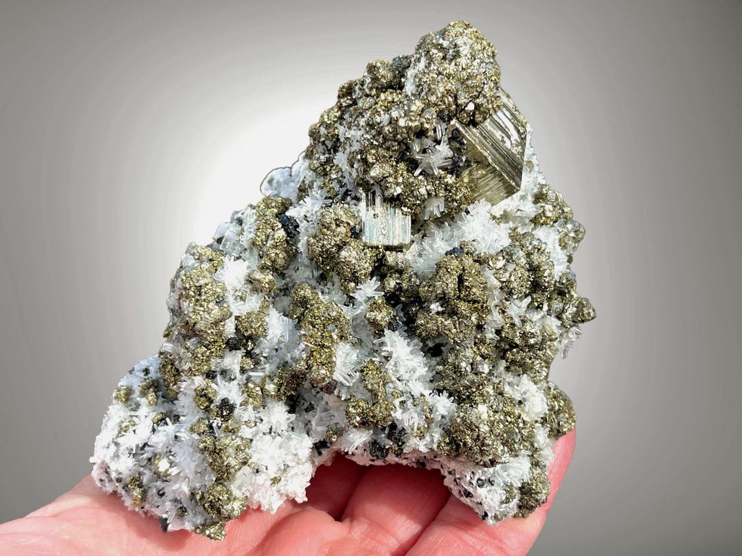 Pyrite and Quartz Crystal Cluster Peru Rocks Minerals Fool's Gold - Etsy