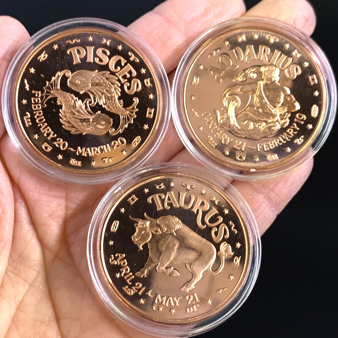 Zodiac Sign Copper Coin: Astrology Gift, 1 Oz Solid Copper - Etsy
