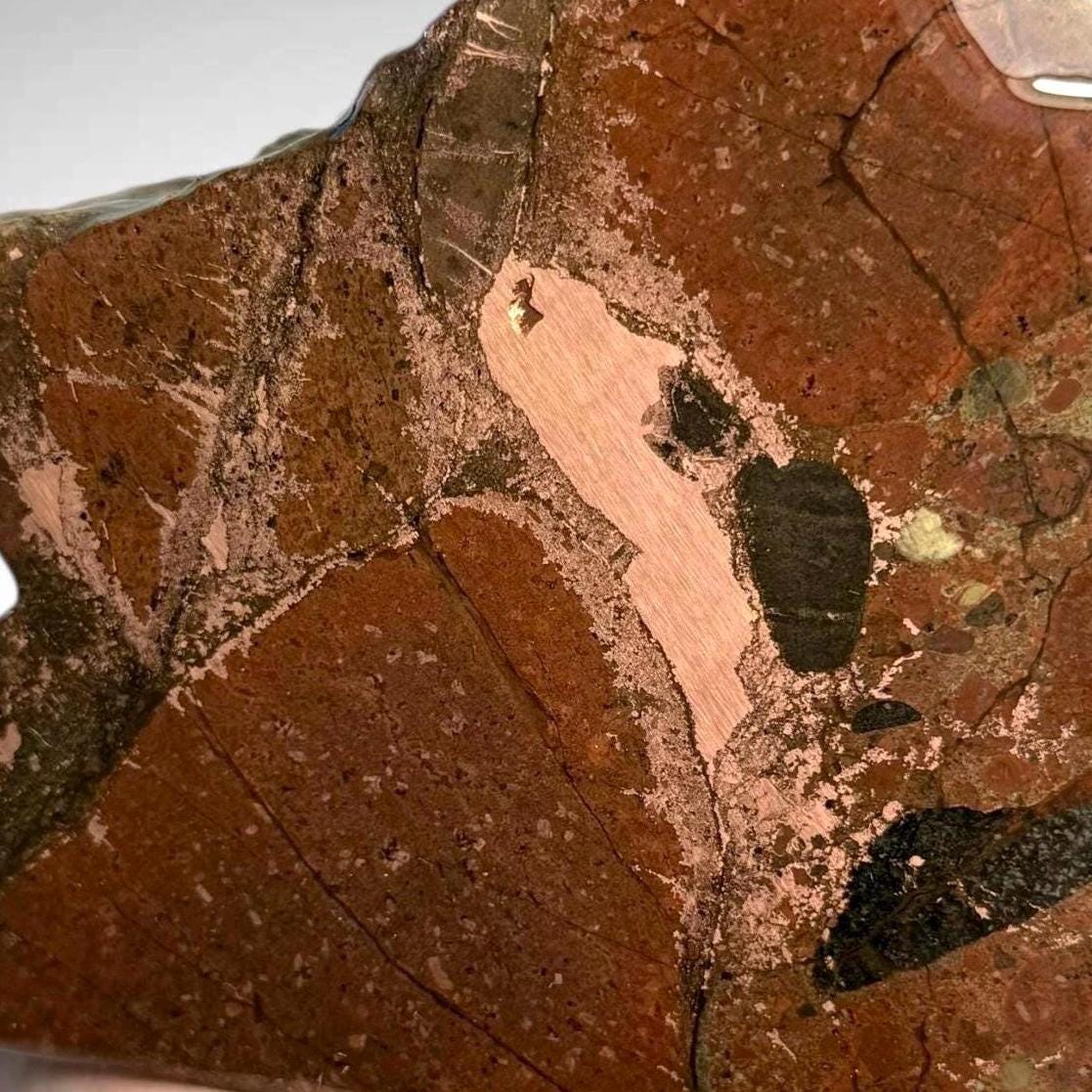 Copper, Quartz, Epidote Resin Coated 4 Pound, Cut Base Stand Up: Lake ...
