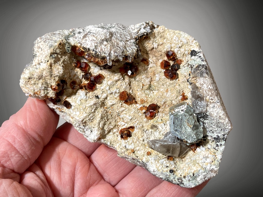 Spessartine Garnets With Smoky Quartz Mineral Specimen Rough Garnets ...