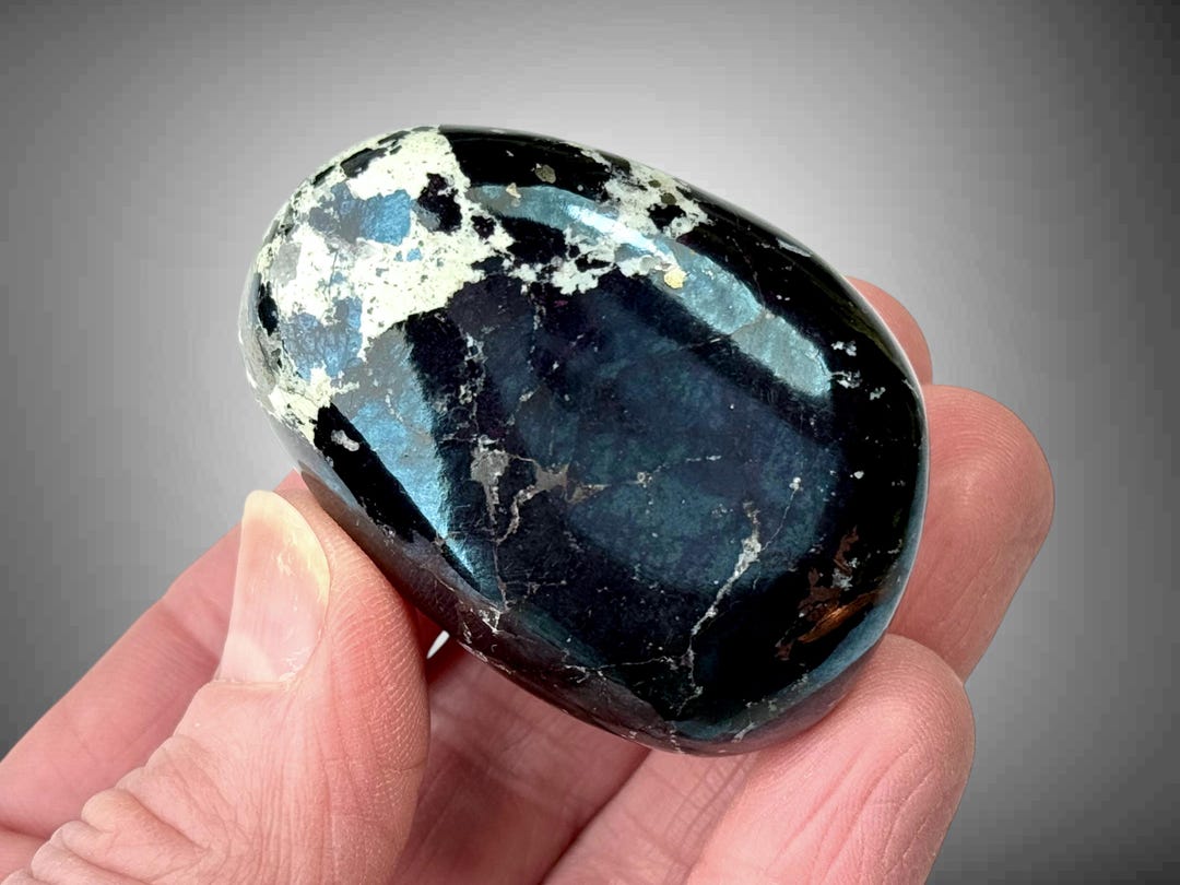 Covellite Quartz Pyrite Tumble 92g Palm Stone Freeform Peru Rocks ...