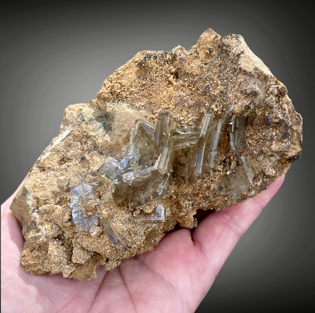 Large Amber Barite Baryte Tabular Crystal Cluster on Dolomite Collector ...