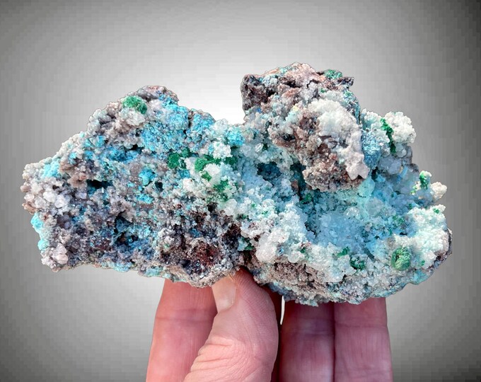 Malachite and Icy Blue Aragonite Crystal Cluster Mexican Rocks Minerals ...