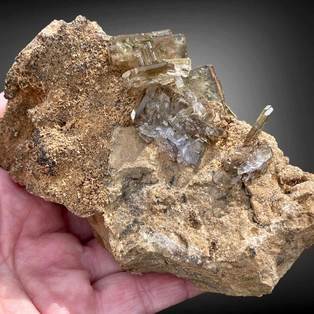 Large Amber BARITE baryte Tabular Crystal Cluster on Dolomite ...