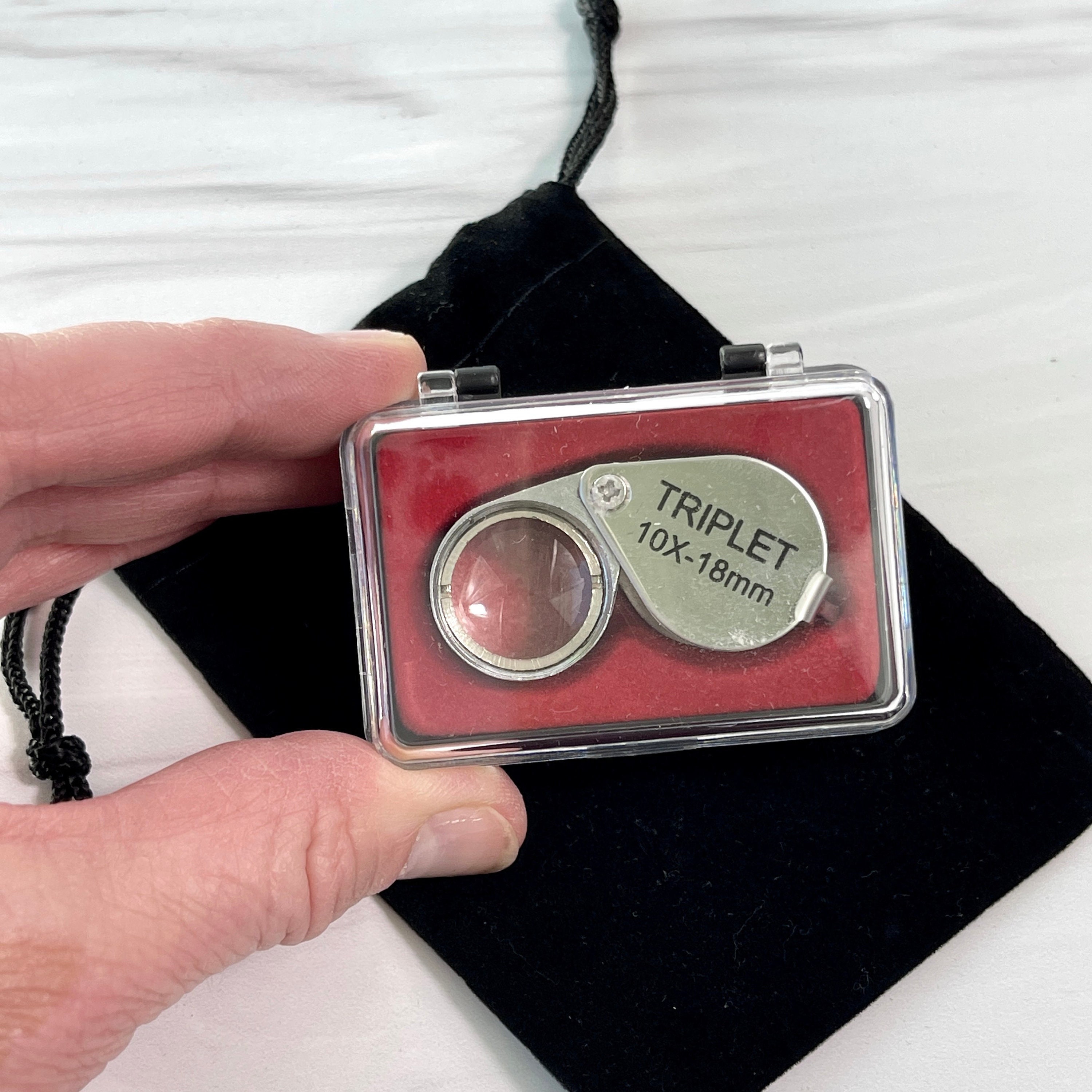 10x Triplet Jeweler's Loupe: Professional Hand Lens With Velvet Pouch ...