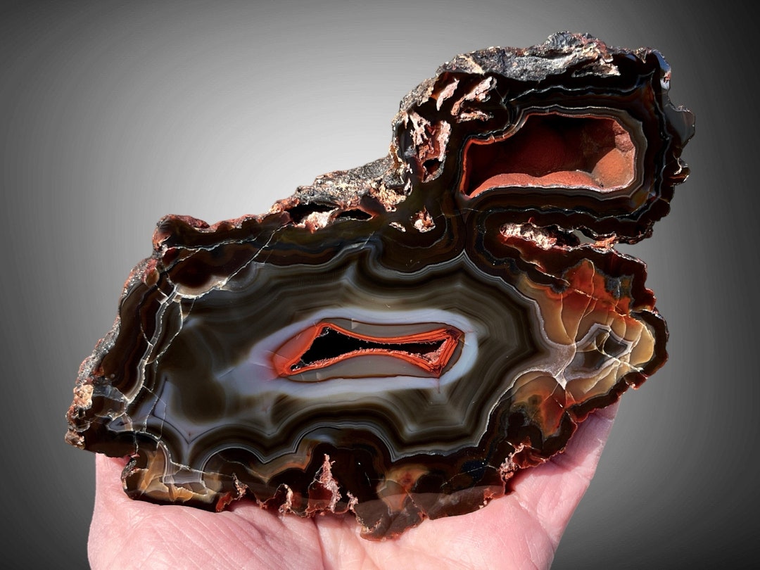 Superior Crater Agate Geode / Red Fox Agate Fluorescent Mineral ...