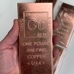 Solid Copper One Pound Bar Ingot // Stocking Stuffer // Pure Copper ...