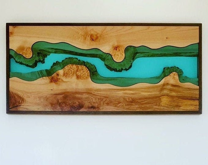Big Leaf Maple River Wall Art Black Walnut Frame Handmade Wall Hanging ...