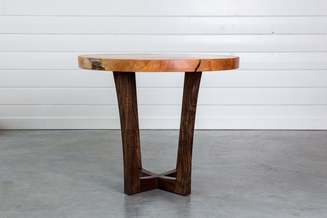 Maple Live Edge Round End Table Side Table Walnut Base - Etsy