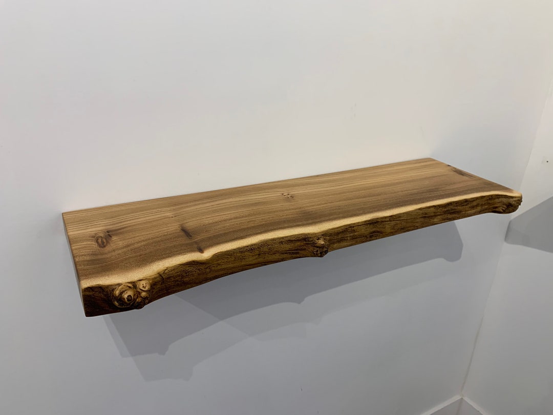 Elm Live Edge Floating Shelf Bracket & Hardware Included - Etsy Canada