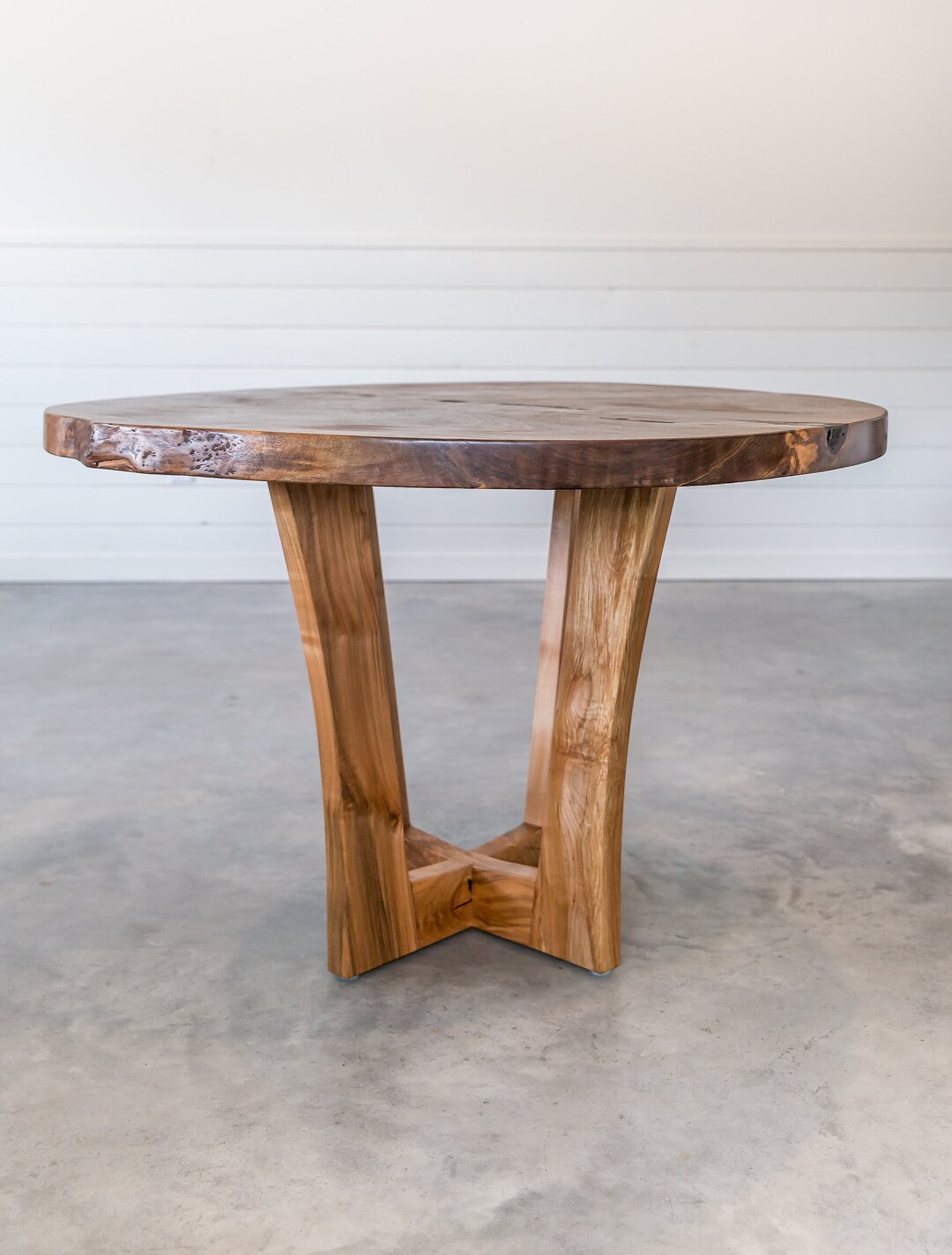 Black Walnut Live Edge Round Dining Table Wood Base Handmade - Etsy