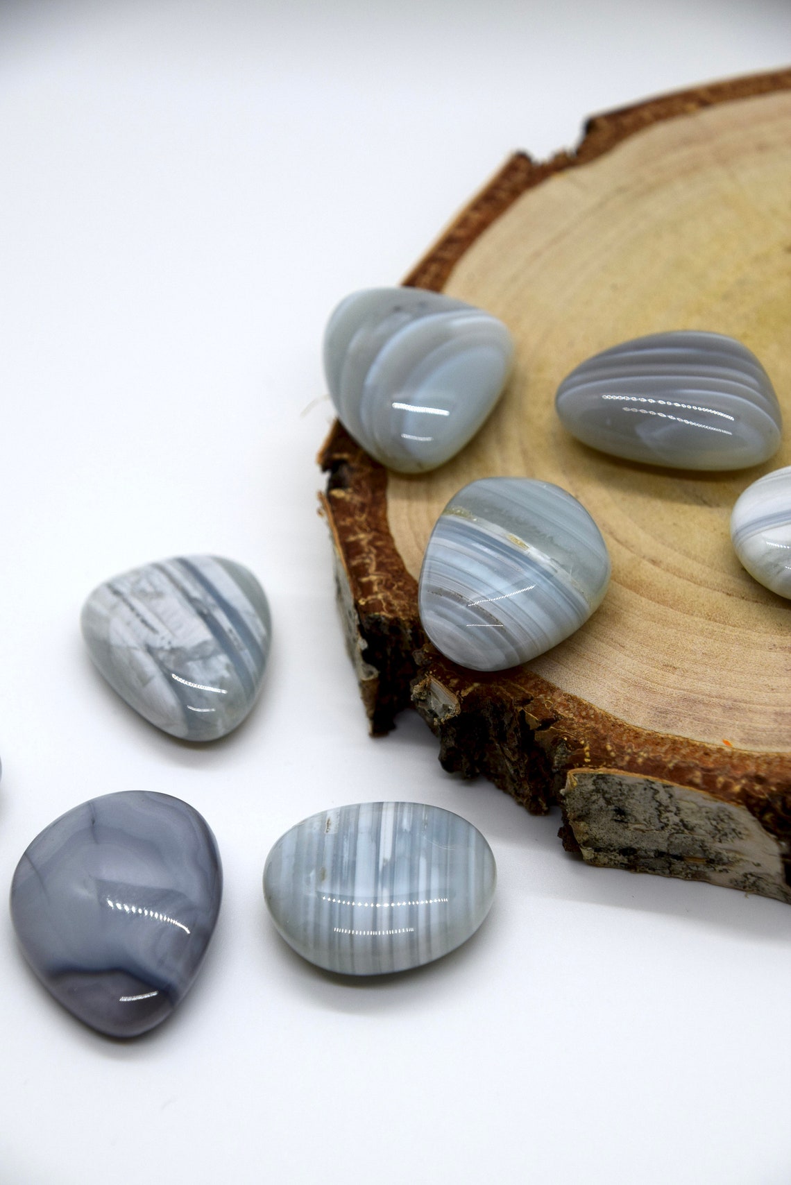 Agate Striped White Grey Stone Healing Stone Gemstone | Etsy