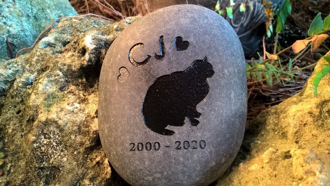 CAT Memorial Stone 3 small Custom Engraved Stone With Your Choice of ...