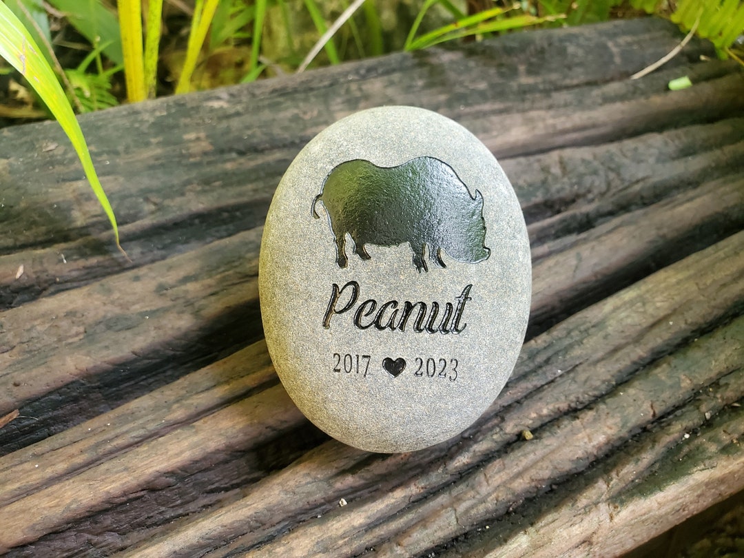 Personalized Pig Memorial Stone: Hand-engraved Natural Remembrance ...