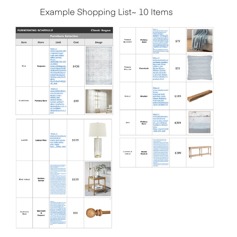 Interior Design, (custom 10 Item Shopping List), E-design, Virtual ...