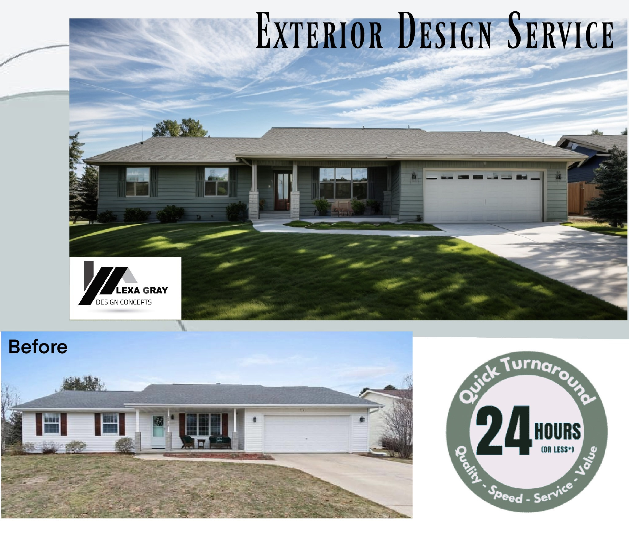 Express Exterior Design Update Service 7 Renderings in 24 Hours - Etsy