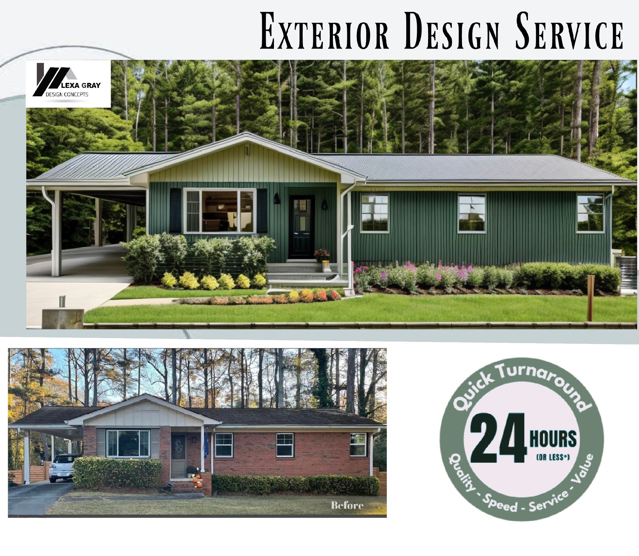 Express Exterior Design Update Service 7 Renderings in 24 Hours - Etsy