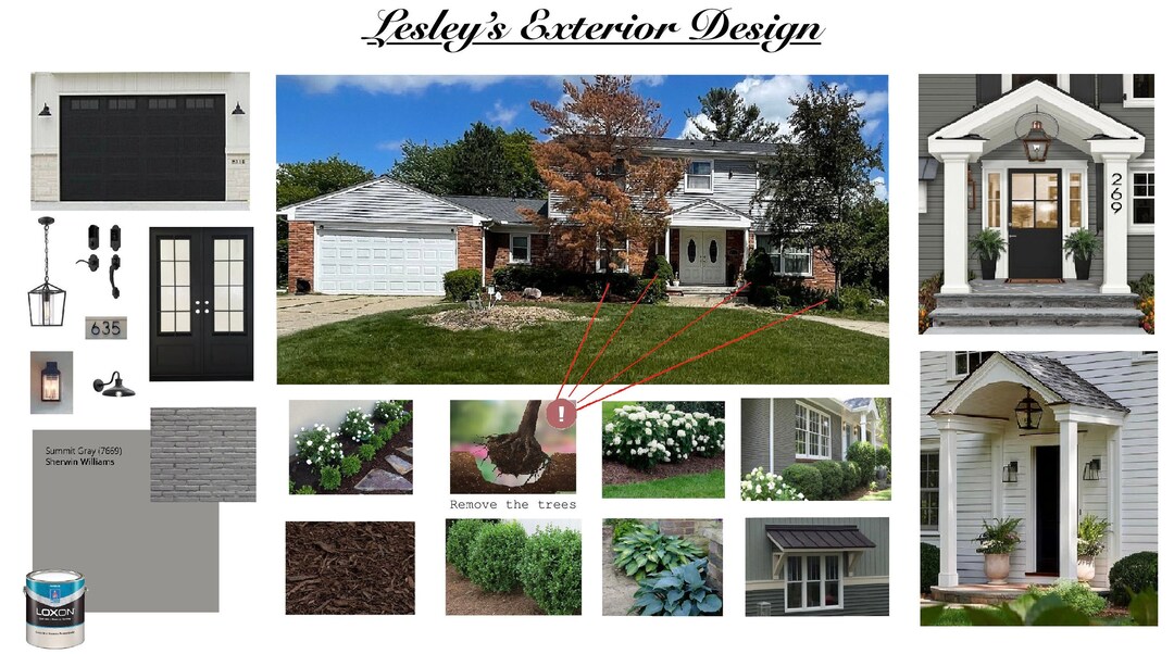 Exterior Home Design Advice/ Curb Appeal Concept Board- (rendering ...