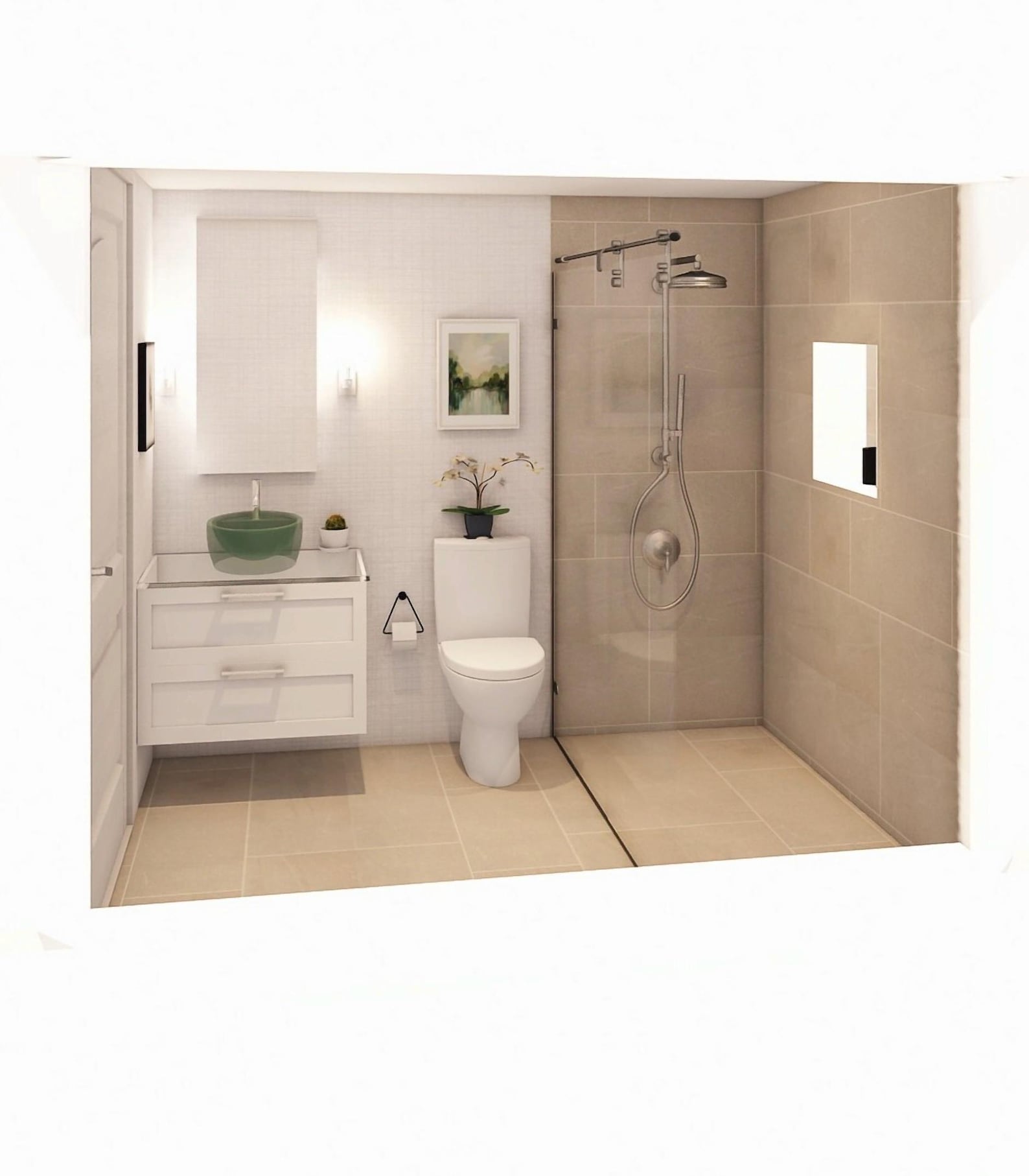 Bathroom/ Powder Room Interior Design Service, (rendering + Mood Board ...