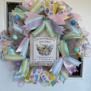 Easter Mesh Wreath, Easter Egg Mesh Wreath, Front Door Easter Decor ...