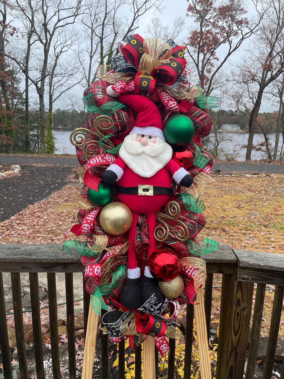XL Santa Claus Swag, Santa Claus Wreath for Front Door, XL Santa Wreath ...